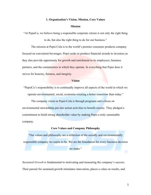 Corporate Social Responsibility- Pepsi Co.