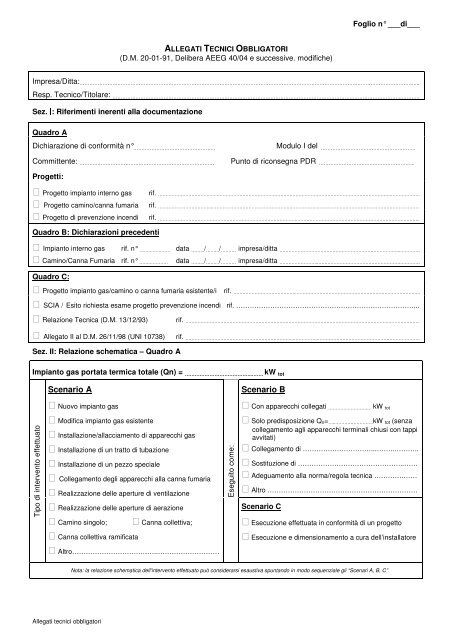 Modulo per compilazione allegati obbligatorio - Ses Reti SpA