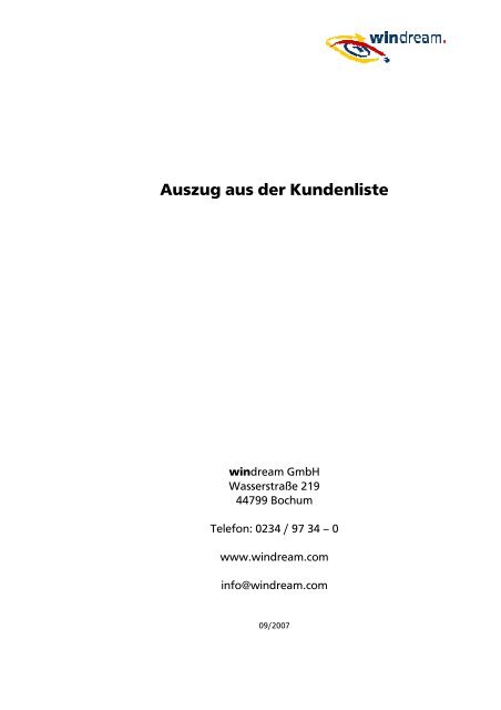 Auszug aus der Kundenliste - Windream GmbH