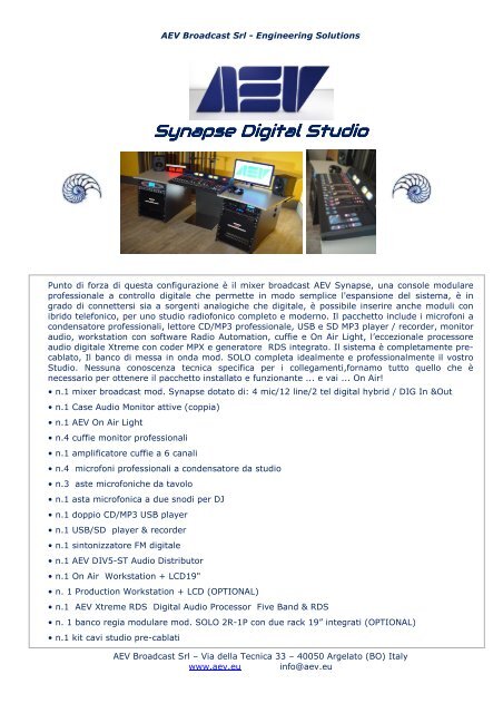 Synapse Digital Studio brochure ita - AEV | Broadcast