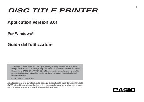 DISC TITLE PRINTER Application Version 3.01 - CASIO