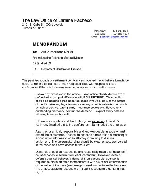Settlement Conference Protocol - nycal