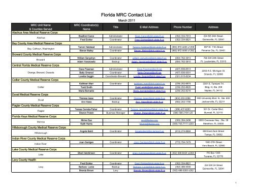 Florida MRC Contact List - Florida Department of Health