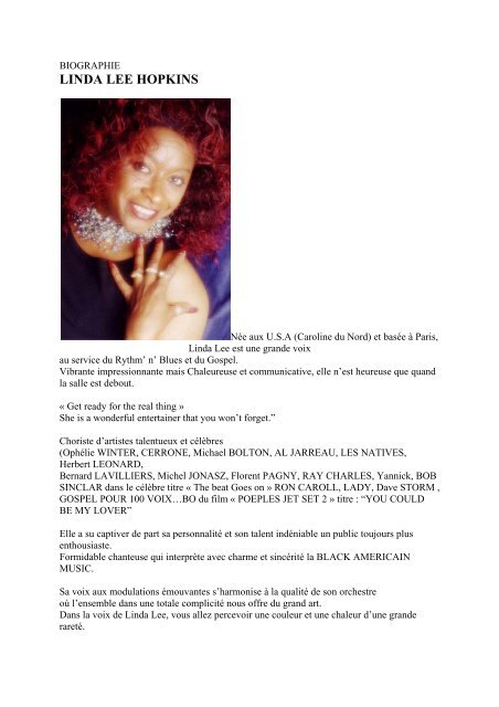 LINDA LEE HOPKINS - Gospel en France