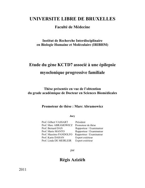 UNIVERSITE LIBRE DE BRUXELLES - Université Libre de Bruxelles