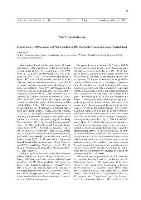 Short communication - Senckenberg