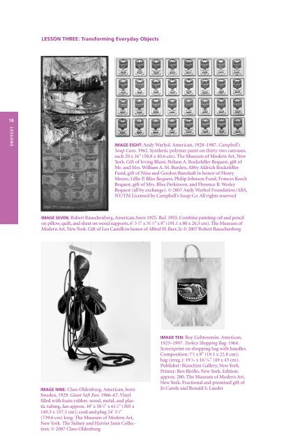 LESSON THREE: Transforming Everyday Objects IMAGE ... - MoMA