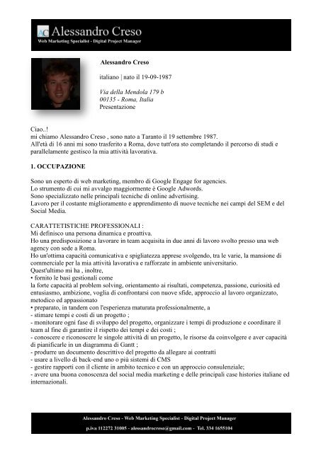 DOWNLOAD CURRICULUM VITAE - Alessandro Creso
