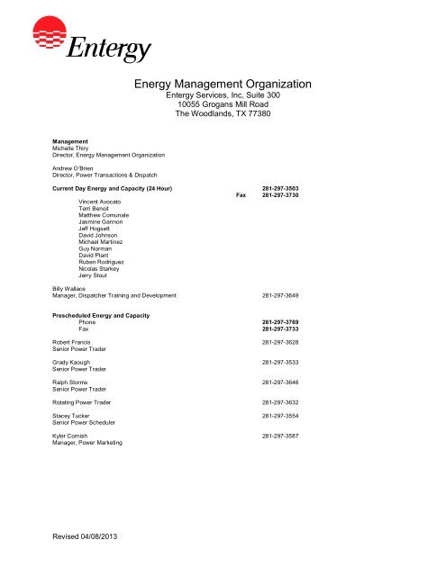 Energy Management Organization - Entergy