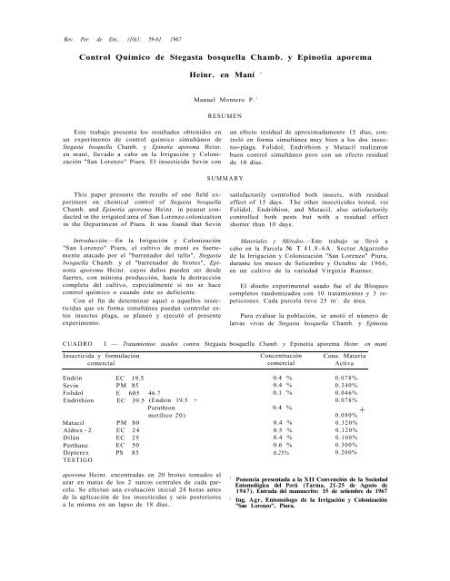 Control Químico de Stegasta bosquella Chamb. y Epinotia aporema ...