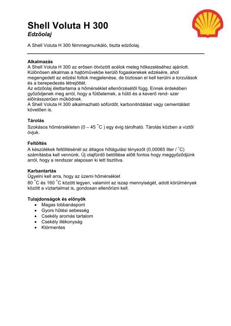 Shell Voluta H 300 Edzıolaj