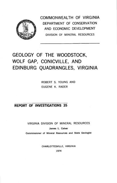 wolf gap, conicville, and edinburg quadrangles, virginia