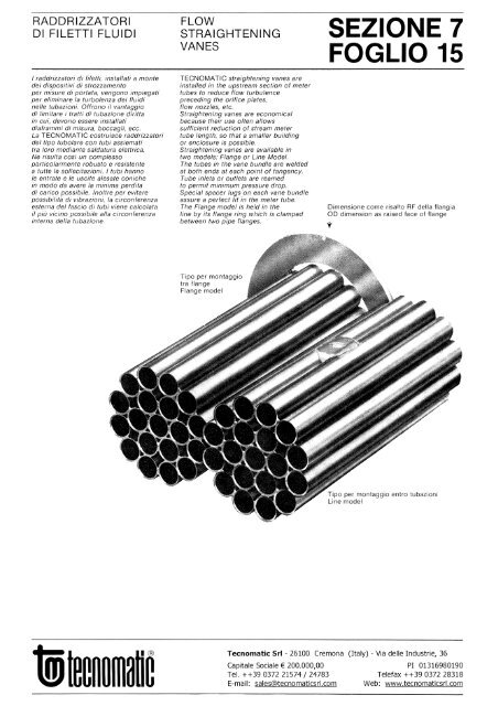 raddrizzatori di filetti fluidi flow straightening vanes - TM Tecnomatic