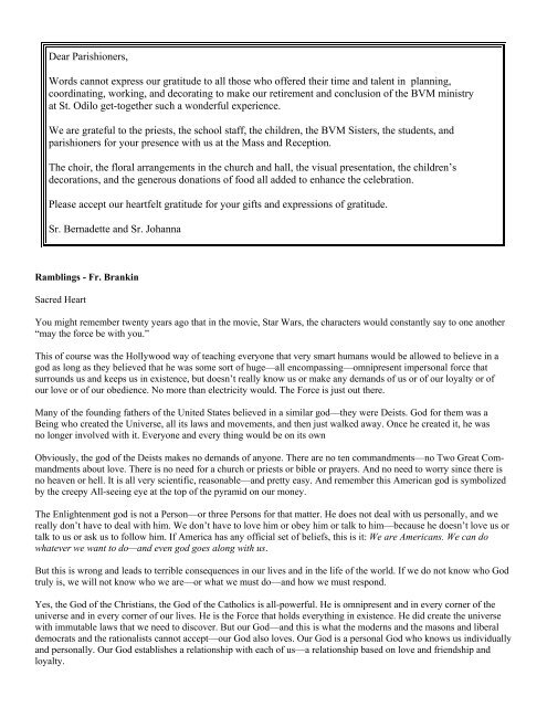 Current Bulletin - St. Odilo Church