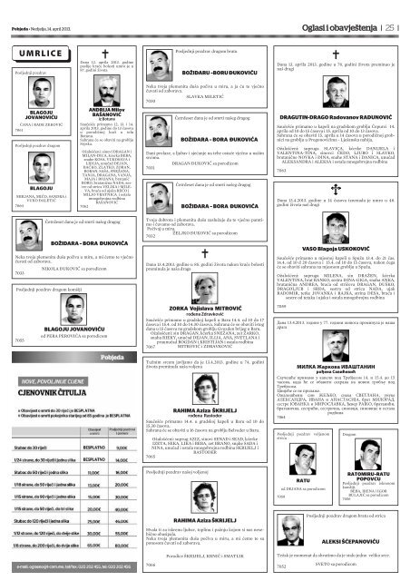 Umrlice – 14. april 2013 - Pobjeda