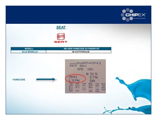 FARBCODE SEAT MODELL WO D