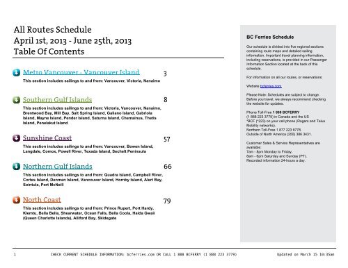 Schedule Routes - BC Ferries