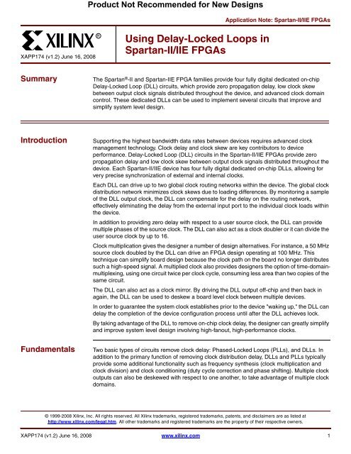 Xilinx XAPP174 Using Delay-Locked Loops in Spartan-II/IIE FPGAs ...