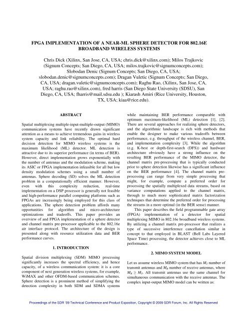 Fpga Implementation Of A Near Ml Sphere Xilinx
