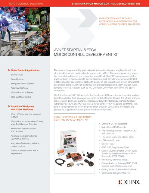 avnet spartan-6 fpga motor control development kit - Xilinx