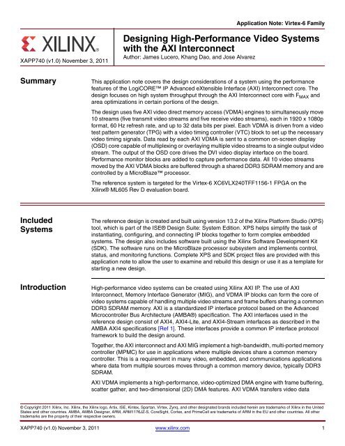 Designing High-Performance Video Systems with the AXI - Xilinx