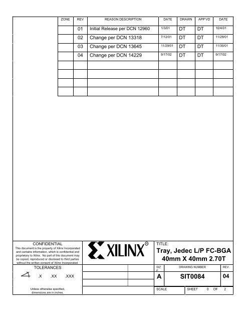 Tray, Jedec L/P FC-BGA 40mm X 40mm 2.70T A SIT0084 - Xilinx