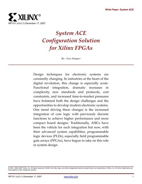 System ACE Configuration Solutions for Xilinx FPGAs