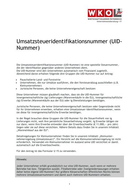 UID- Nummer - Wirtschaftskammer Österreich