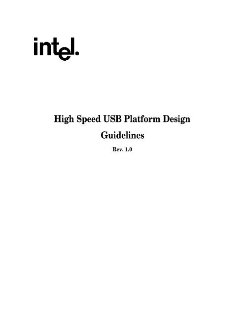 High Speed USB Platform Design Guidelines - USB.org
