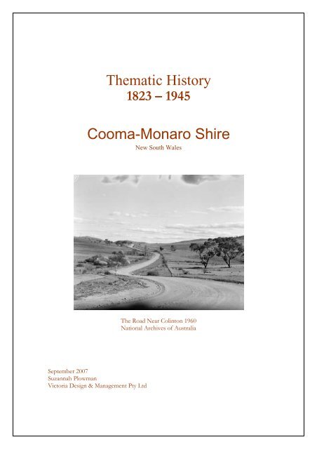 Thematic History - Cooma-Monaro Shire Council - NSW Government