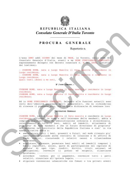 Procura Generale _con testimoni_ S.lle TASSONE - Consolato ...