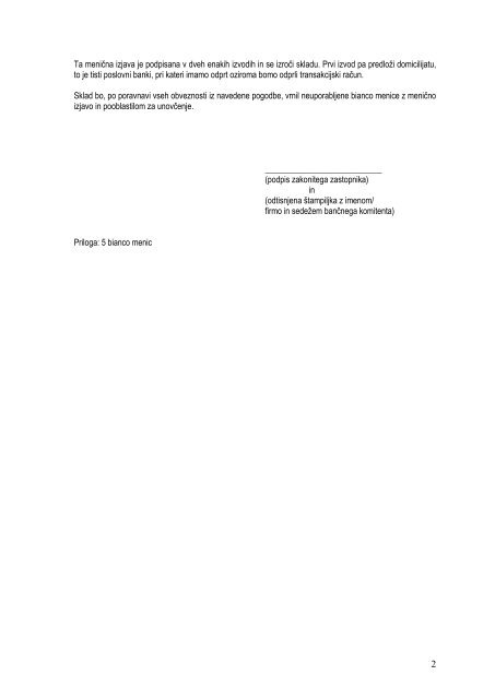Ta menična izjava je pod