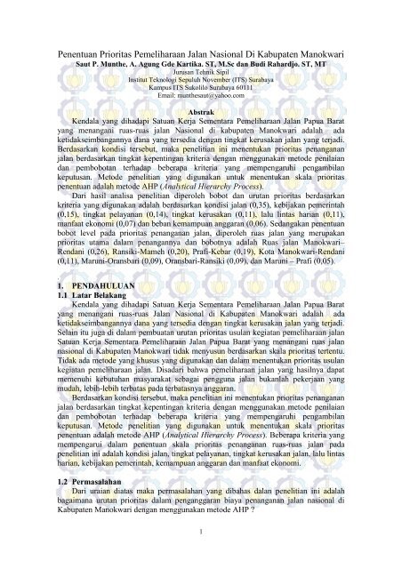Petunjuk Penulisan dan Format Paper - Digilib ITS