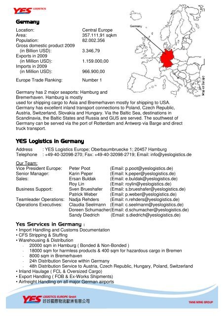 Germany YES Logistics in Germany Yes Services in Germany