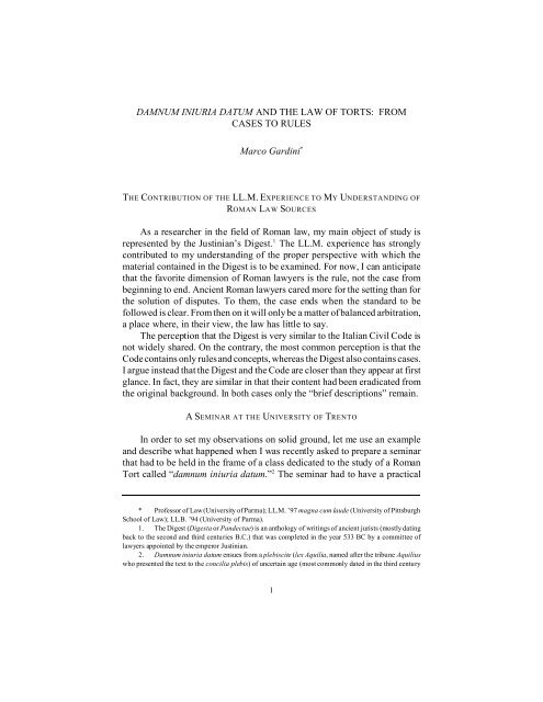 Marco Gardini - University of Pittsburgh School of Law