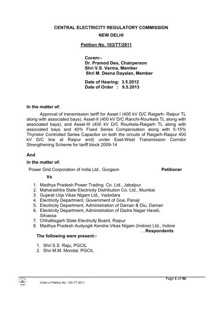 400 kV D/C Raigarh- Raipur TL along with - Central Electricity ...