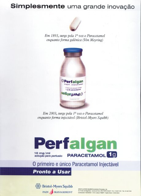 O primeiro e único Paracetamol Injectável