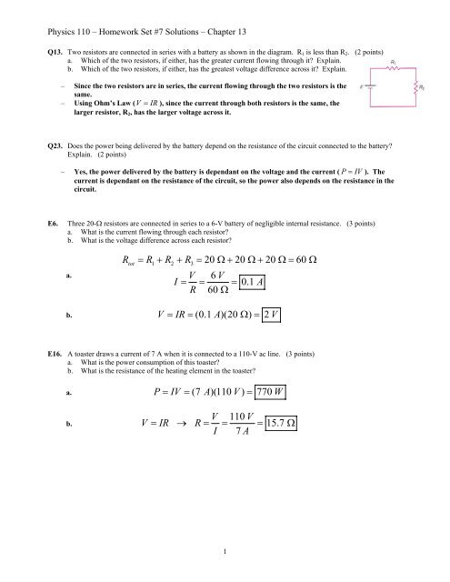 Physics 220 – Chapter 16 Homework - Davidson Physics