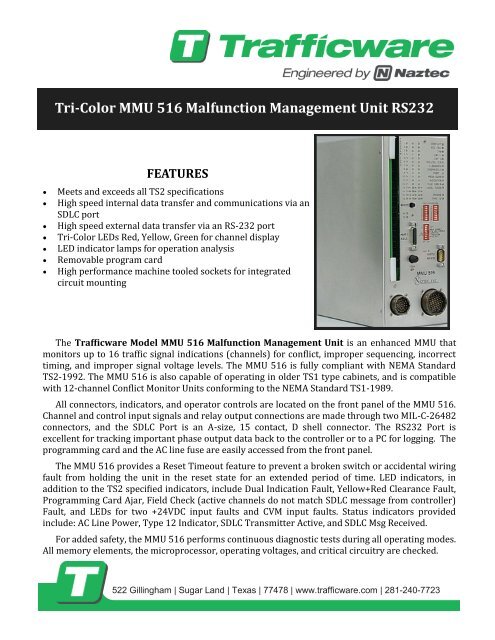 Tri-Color MMU 516 Malfunction Management Unit RS232 - Trafficware