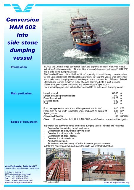 HAM 602 stone dumping vessel - Vuyk Engineering Rotterdam bv