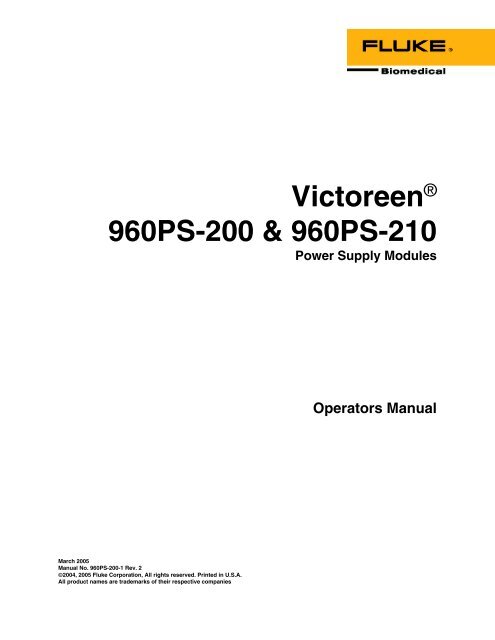Victoreen® 960PS-200 & 960PS-210 - Fluke