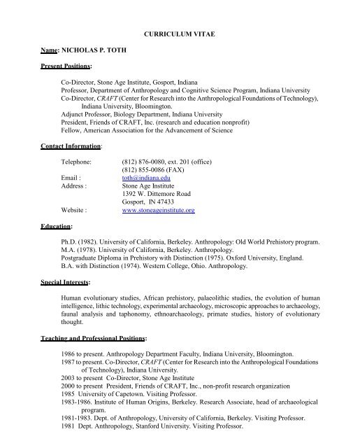 toth_cv_ 2011.pdf - Stone Age Institute