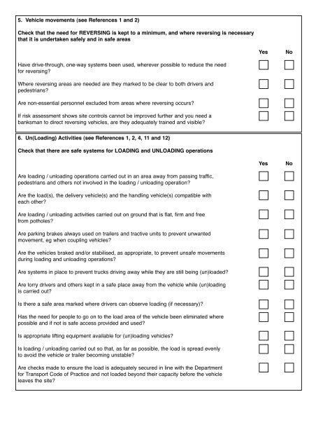 5. Vehicle movements (see