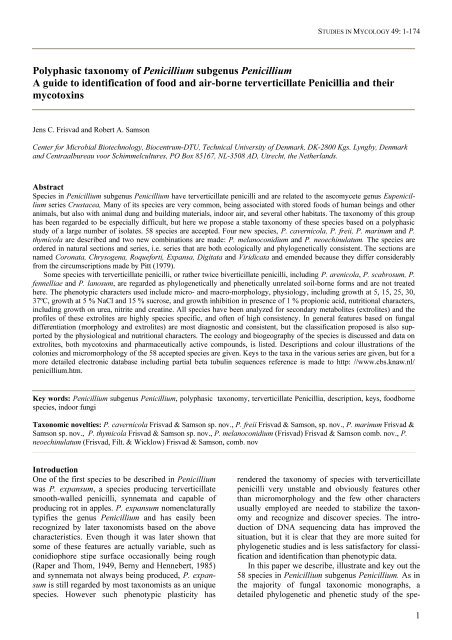 Polyphasic taxonomy of Penicillium subgenus Penicillium A ... - Cbs