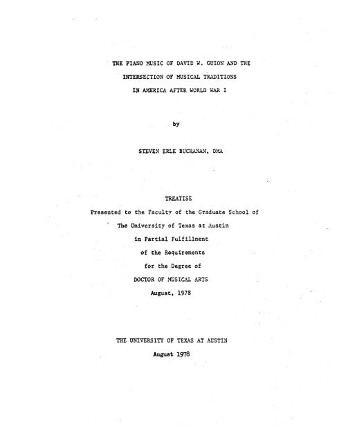 The Piano Music of David W. Guion and the Intersection of Musical ...