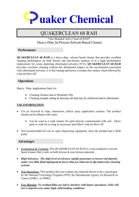quakerclean 68 rah