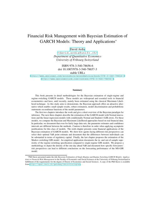 Financial Risk Management With Bayesian Estimation Of Garch