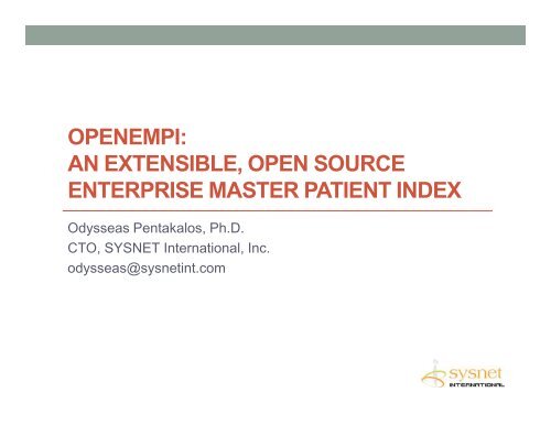 Openempi An Extensible Open Source Enterprise Master Patient Index