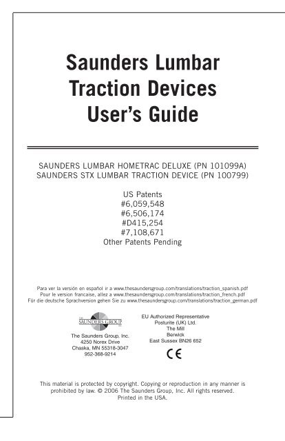 Saunders Lumbar Traction Devices User's Guide