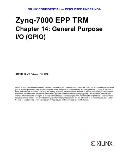 Zynq-7000 EPP TRM Chapter 14: General Purpose I/O (GPIO)